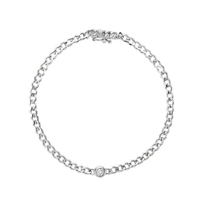 Cuban Link with Solitaire Diamond Bracelet | Thenetjeweler