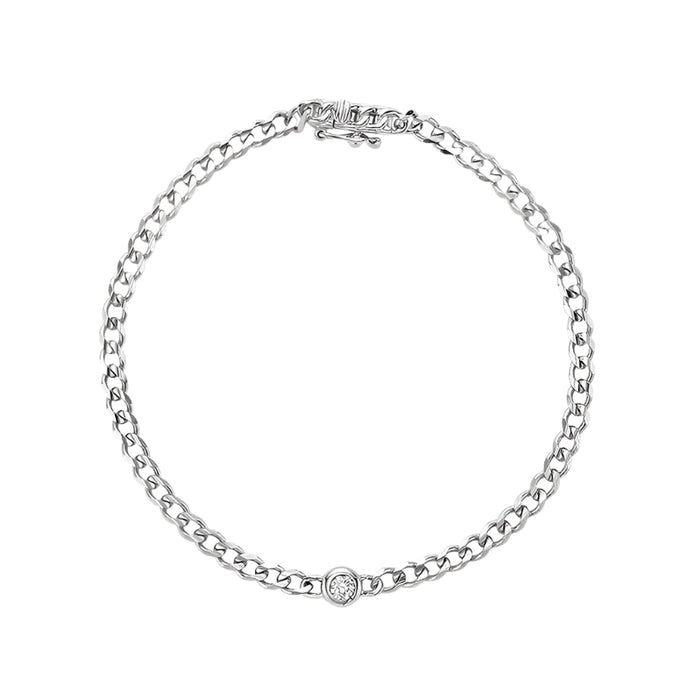 Cuban Link with Solitaire Diamond Bracelet | Thenetjeweler