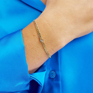 Cuban Link with Solitaire Diamond Bracelet | Thenetjeweler