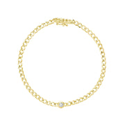 Cuban Link with Solitaire Diamond Bracelet | Thenetjeweler