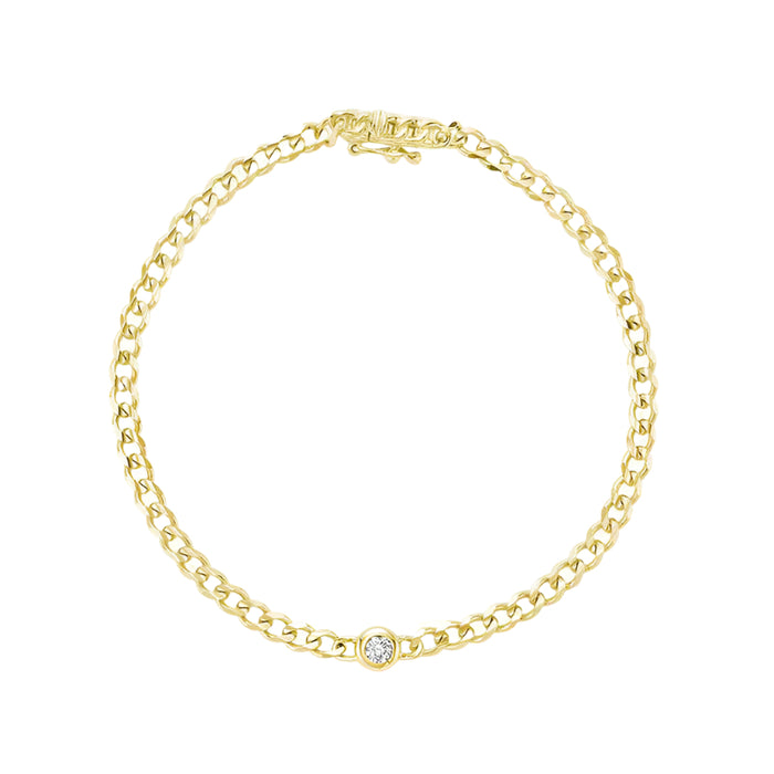 Cuban Link with Solitaire Diamond Bracelet | Thenetjeweler