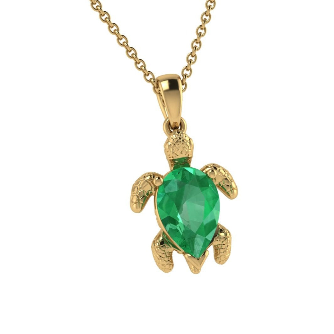 Columbian Green Emerald Turtle Pendant | TheNetJeweler