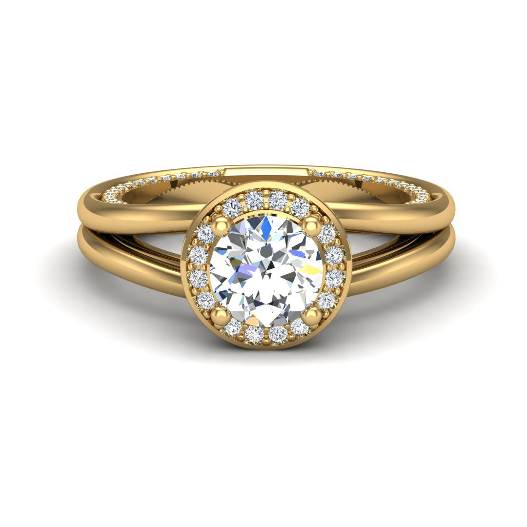 Diamond Halo Engagement Ring with Split Shank | Thenetjeweler
