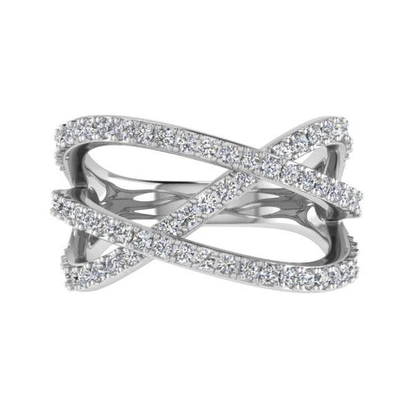 3 Way Diamond Crossover Ring 14K Gold | TheNetJeweler