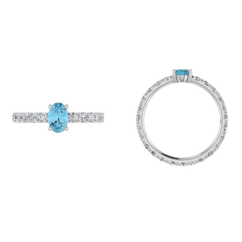 Oval Blue Topaz and Diamond Ring | TheNetJeweler