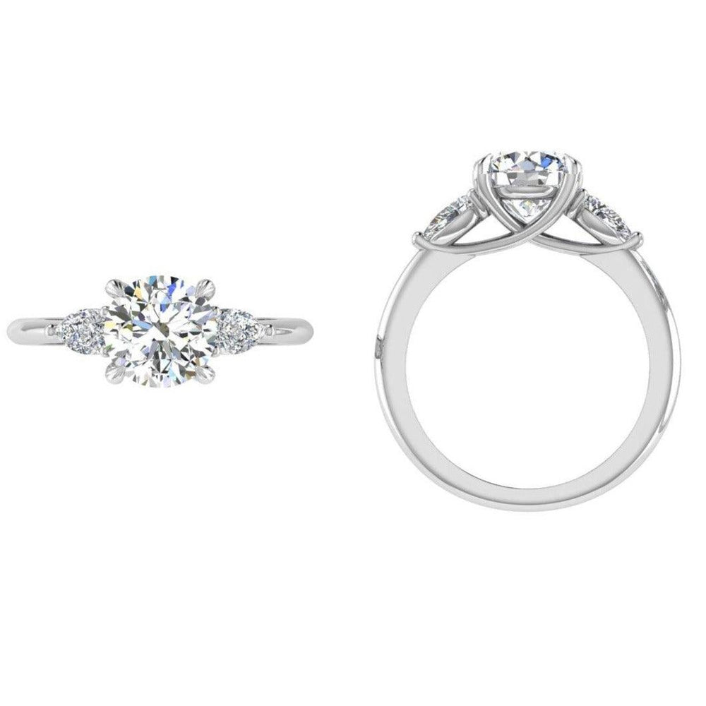 Round and Pear Diamonds Engagement Ring | TheNetJeweler
