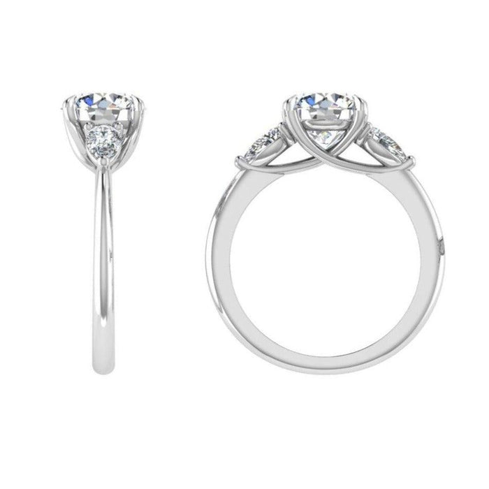 Round and Pear Diamonds Engagement Ring | TheNetJeweler