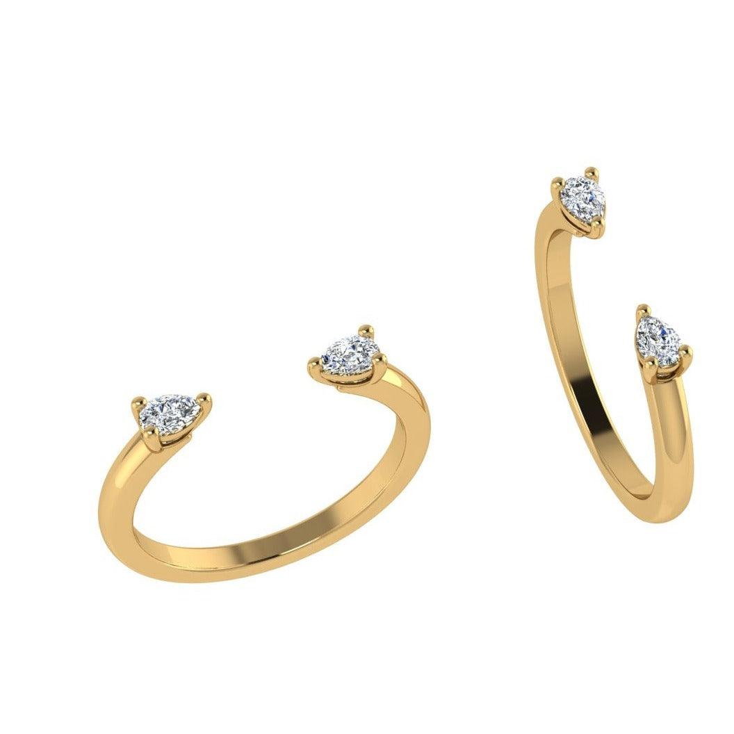Teardrop Diamond Open Ring Yellow Gold | TheNetJeweler
